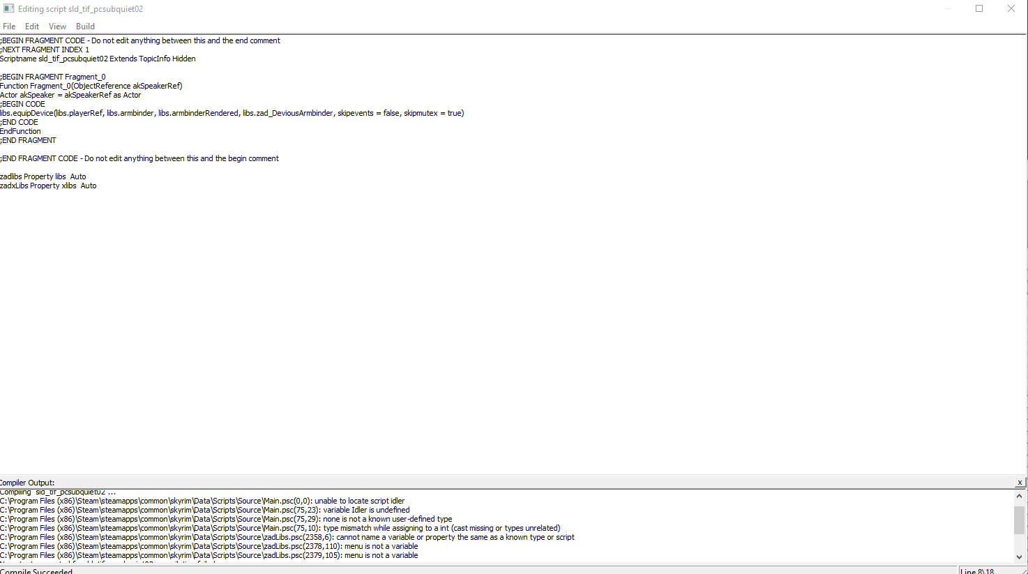 Creation kit compile error. (DD problem?) - Skyrim Technical Support - LoversLab
