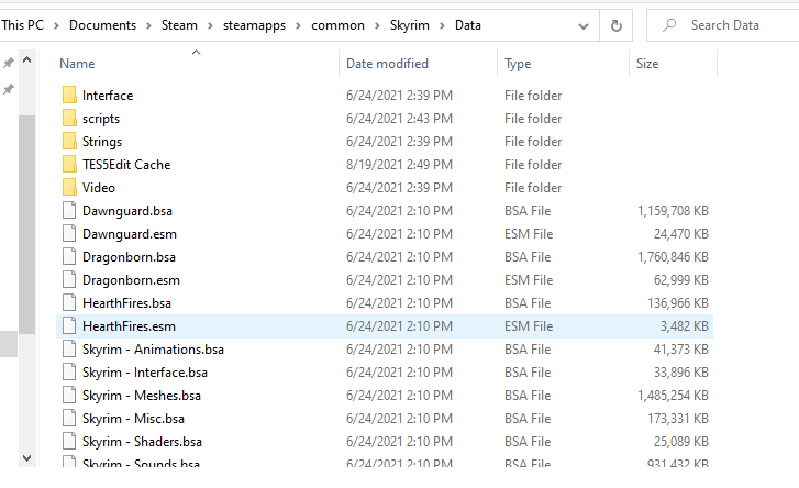 Can't find my Meshes directory (or most of my \skyrim\data\ folder ...