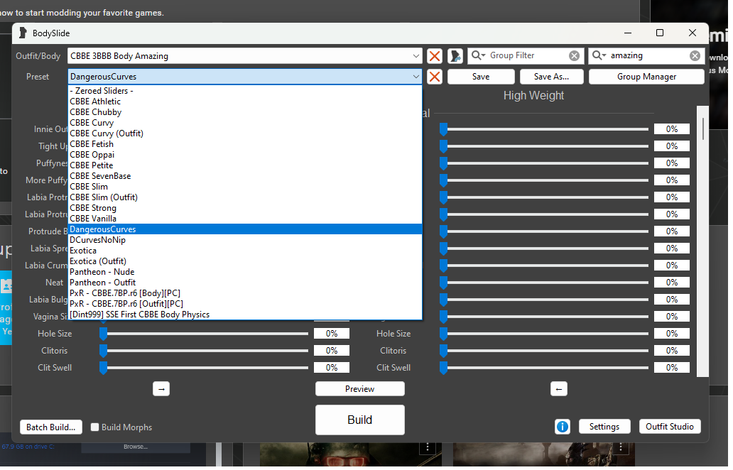 Dangerous Curves - CBBE SE Bodyslide Preset (Works with 3BA) - Regular ...