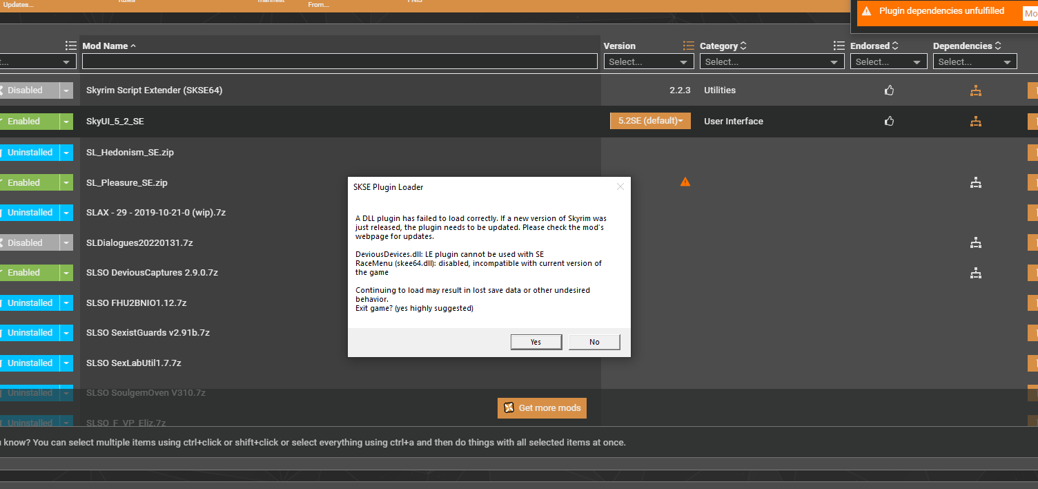 Help required - Technical Support - Skyrim: Special Edition - LoversLab