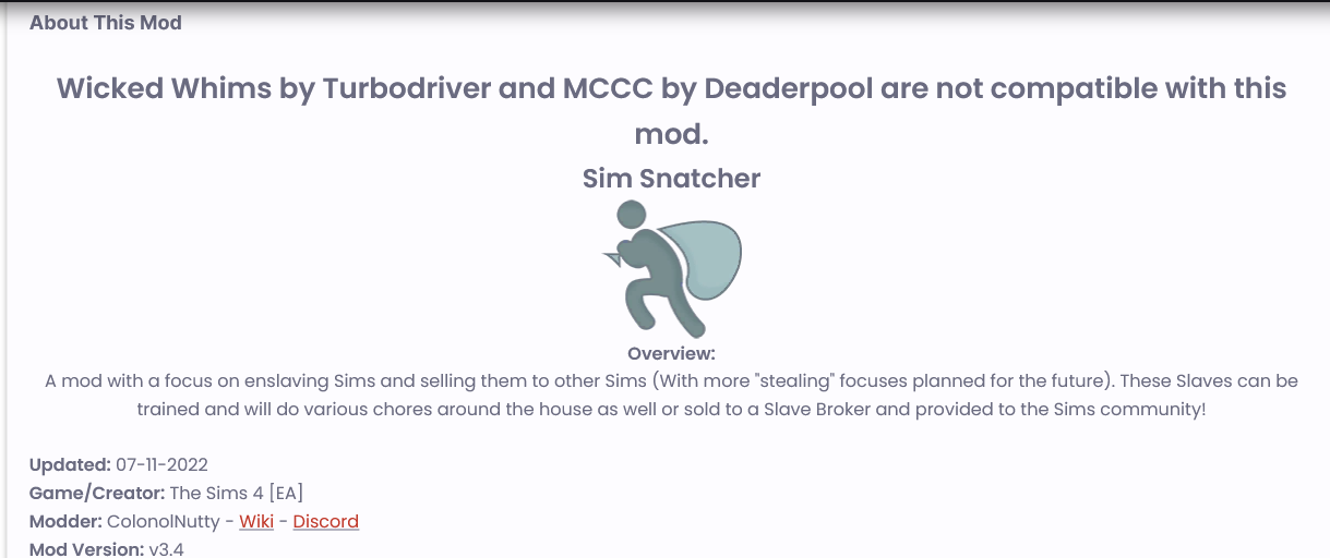 Devious Core (with Sim Snatcher) and Wicked Whims - The Sims 4 General ...