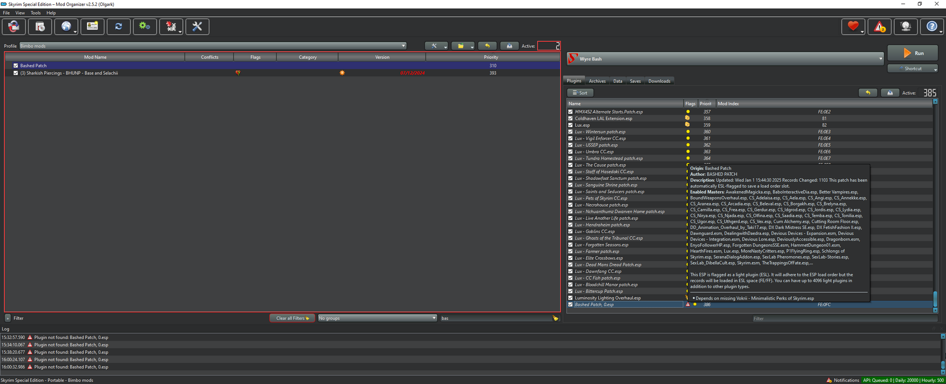 Bashed Patch problems. - Technical Support - Skyrim: Special Edition - LoversLab